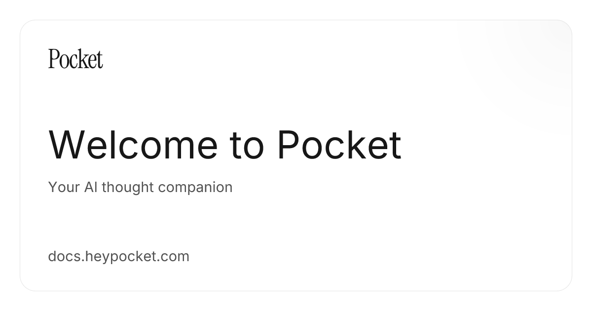 Welcome to Pocket